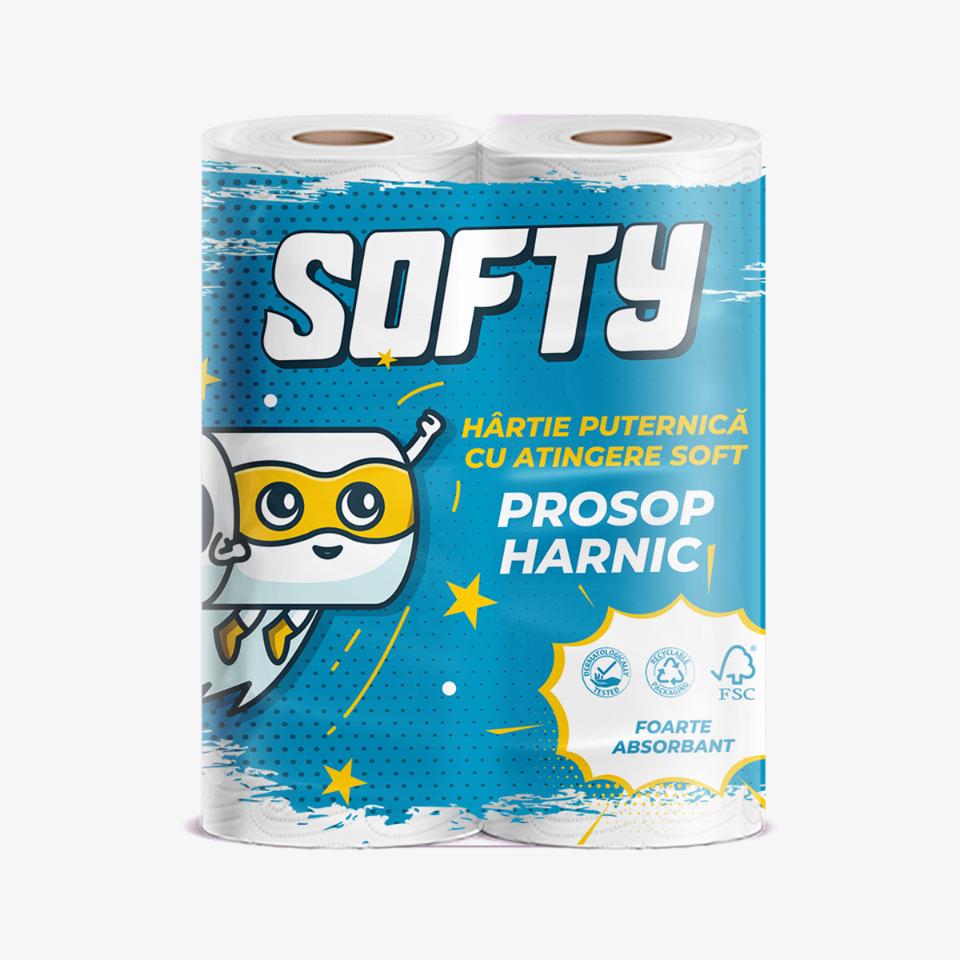 Prosop bucatarie Softy, 2 straturi, 50 portii, 11 m, 2 role/set