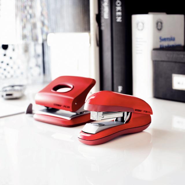 Perforator plastic Rapid FC20, 20 de coli, cutie, rosu